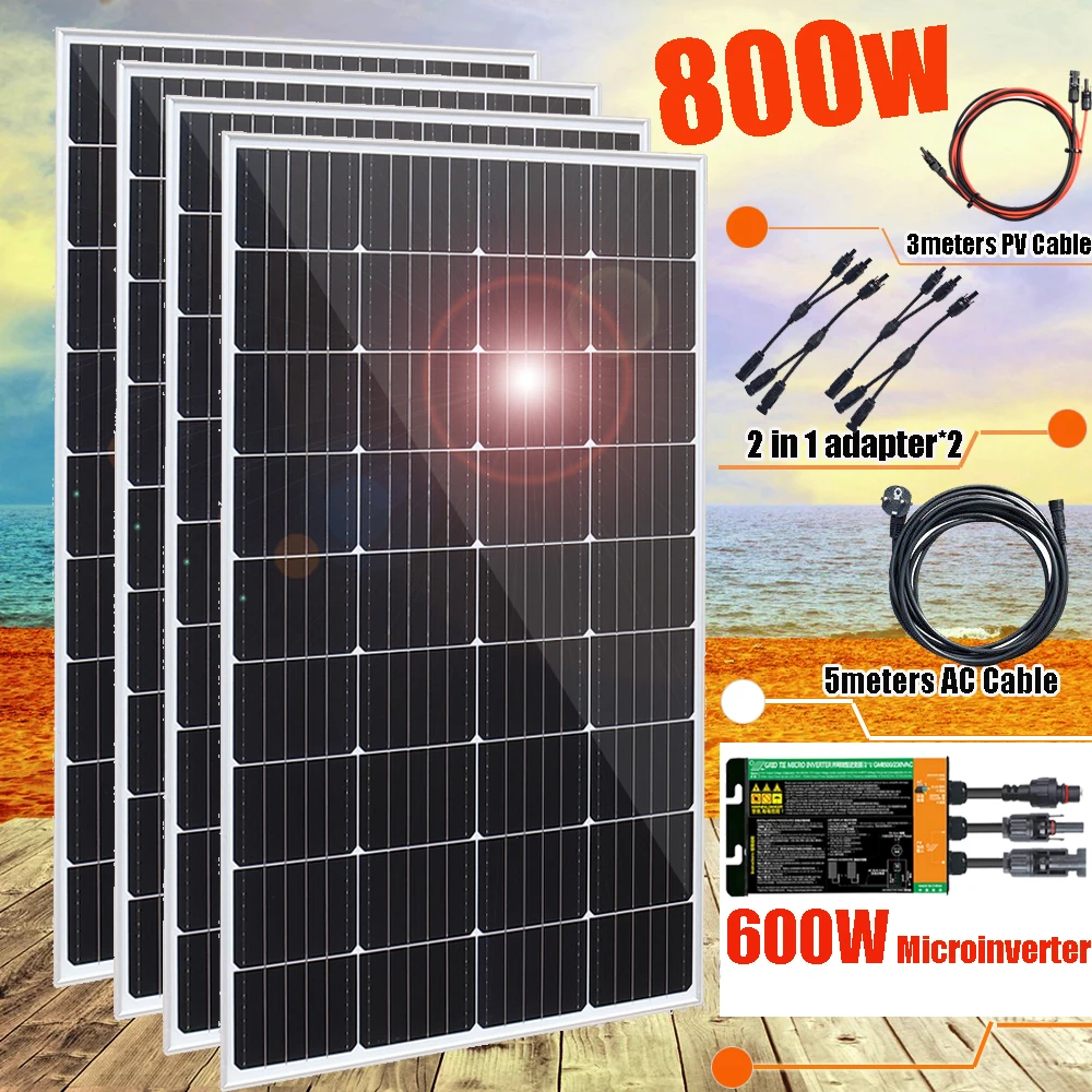 800w Glass Solar Panel Photovoltaic Panel Solar System Balcony Home For ...