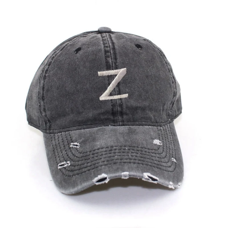 Embroidery-Letter-Z-Washed-Material-Hole-Men-Shade-Dad-Hat-Solid-Color ...