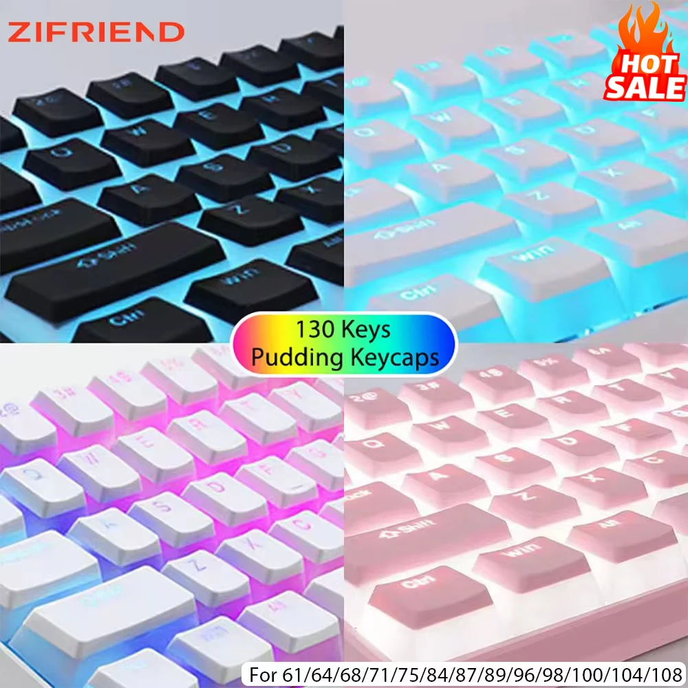 ZIFRIEND-PBT-Pudding-Keycaps-OEM-Key-Caps-130-Keys-for-Mechanical ...