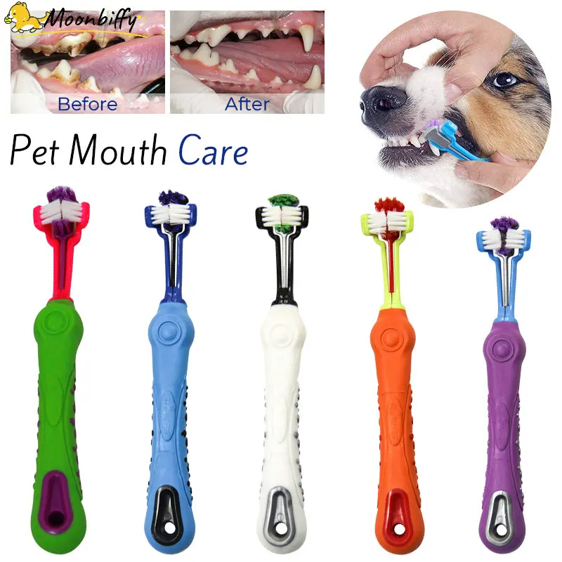 Three-Sided-Pet-Toothbrush-Three-Head-Multi-angle-Toothbrush-Cleaning ...
