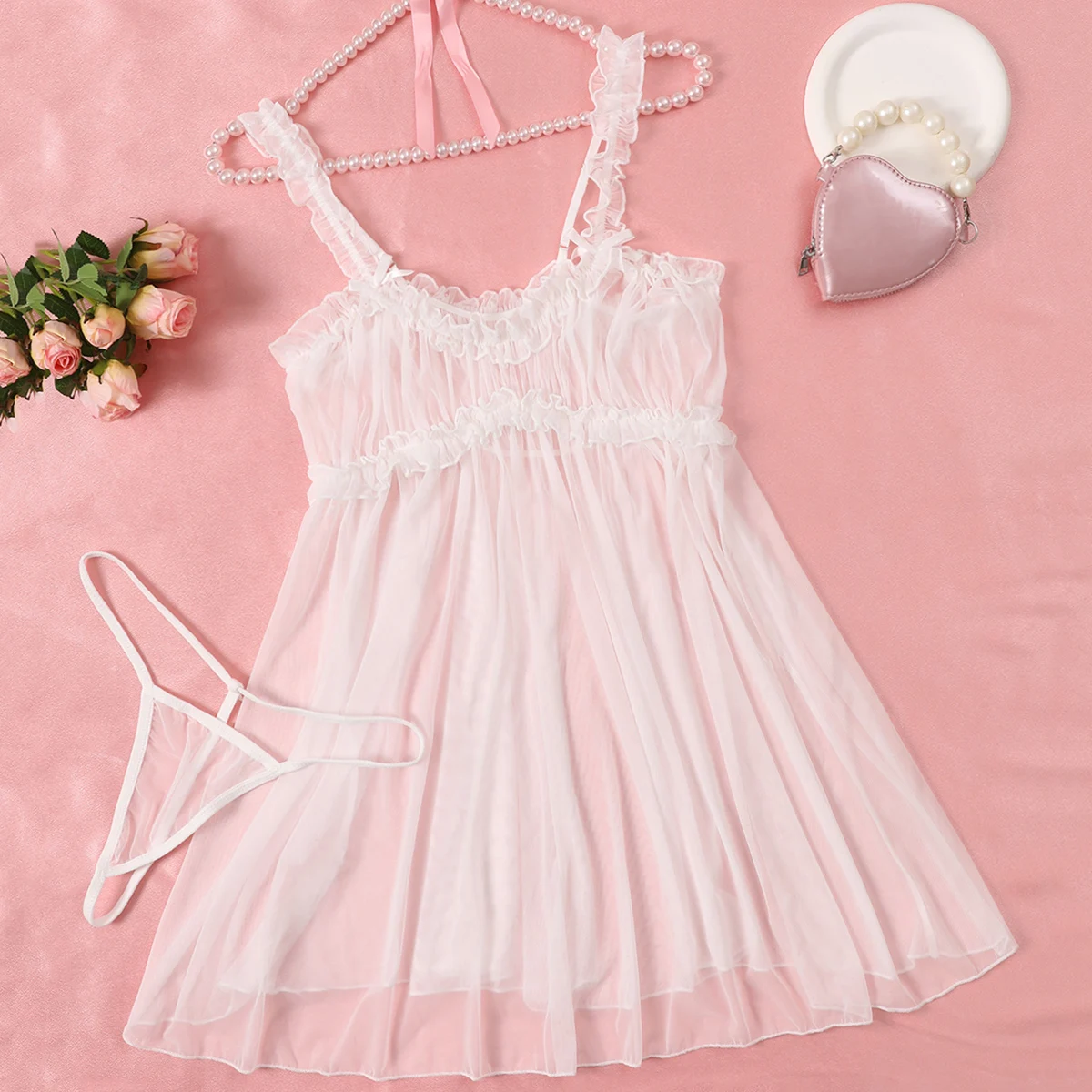Conjunto-de-pijama-para-mujer-camis-n-hasta-la-rodilla-Top-de-encaje ...