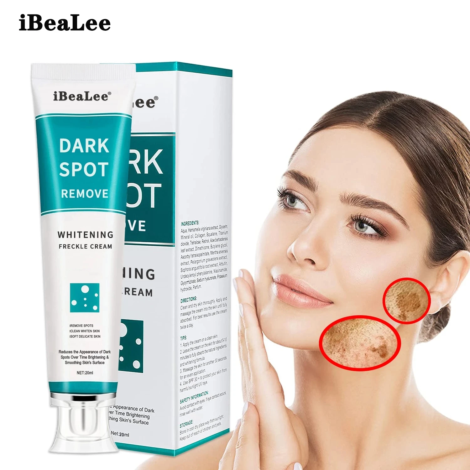 10pcs Ibealee 화이트닝 프리 클 크림 제거 다크 스팟 안티 프리클 크림 페이드 색소 침착 멜라 스마 브라이트 크림