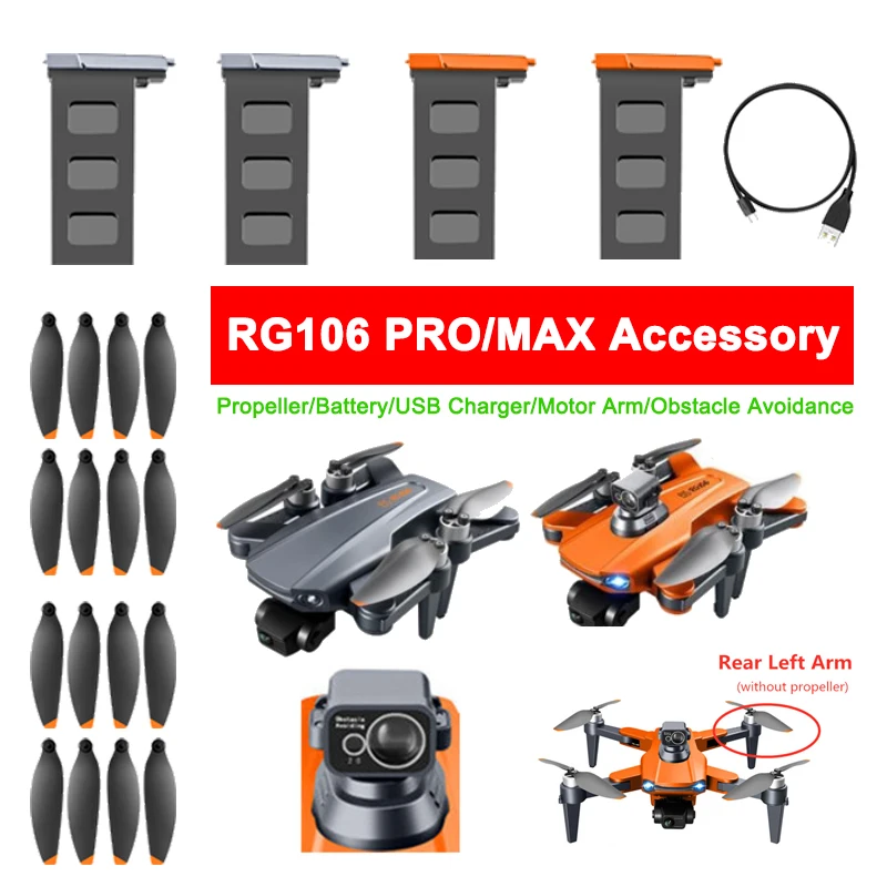 RG106 PRO MAX Drone Original Spare Part Propeller / Motor Arm / Battery ...