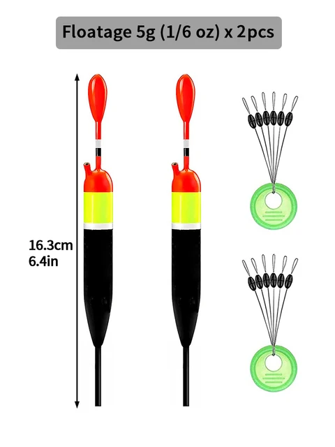 2pcs Slip Bobber Fishing Floats and 2 pack Float Stops, Balsa Slip Floats Fishing Corks for ...