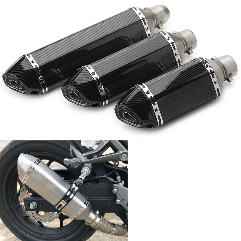 Carbon-Fiber-51mm-Motorcycle-Muffler-Ak-Exhaust-Escape-moto-Silencer-Pipe-Pot-DB-Killer-For ...