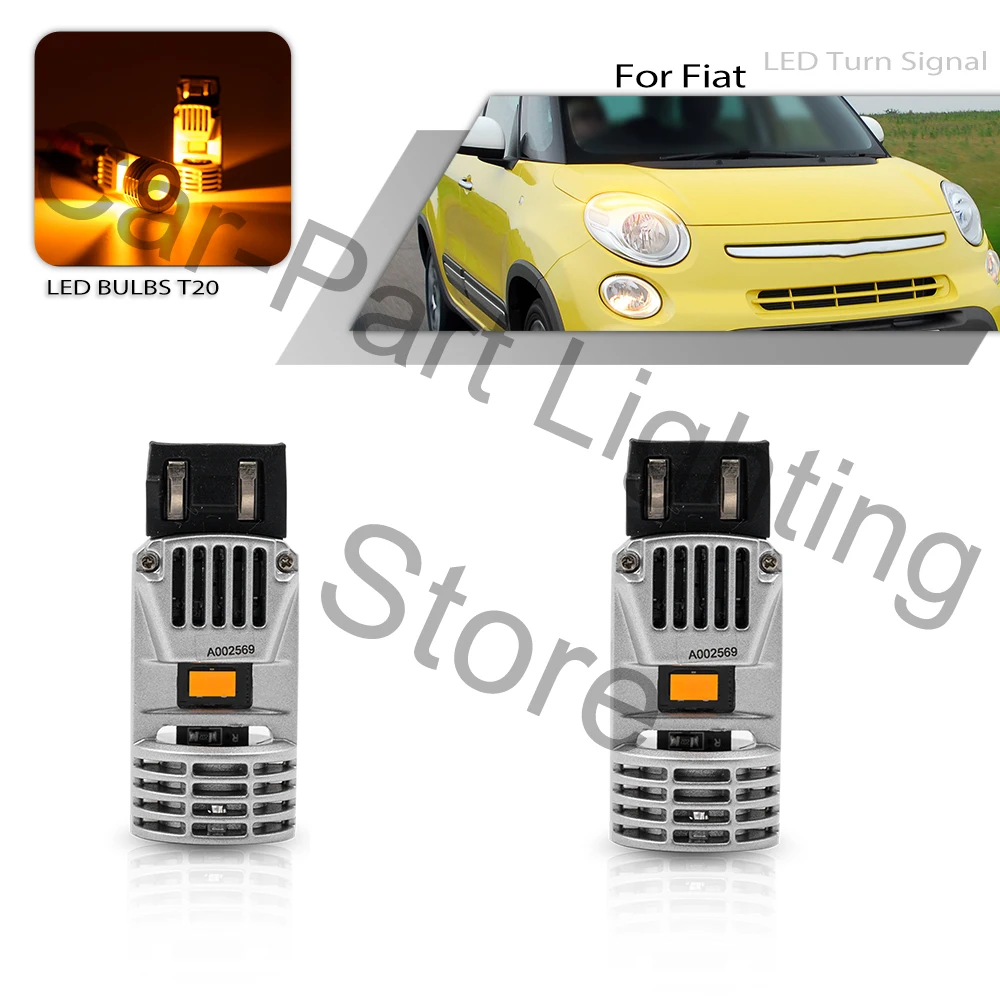 Fiat 500 500C 500L 500X 2014 2015 Up T20 W21/5W W21W 7443 LED 앰버 Canbus ...