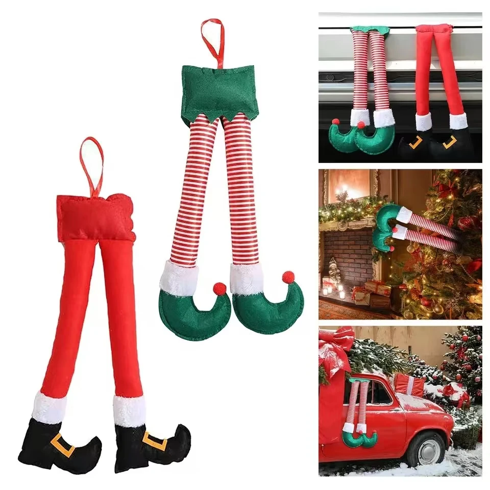 Patas-de-elfo-y-Pap-Noel-para-el-coche-accesorios-de-decoraci-n-navide ...