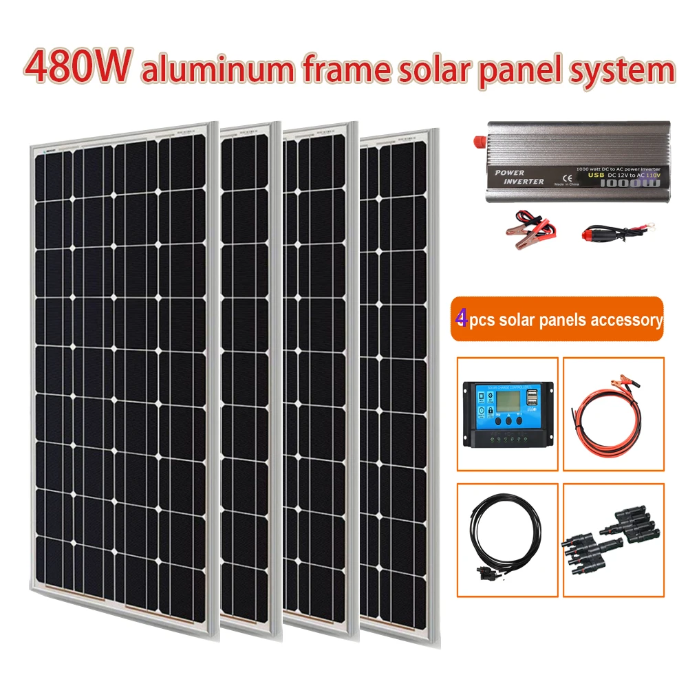 480w Solar Panel Or 12v 110v 220v Solar Panels System Sun Battery ...
