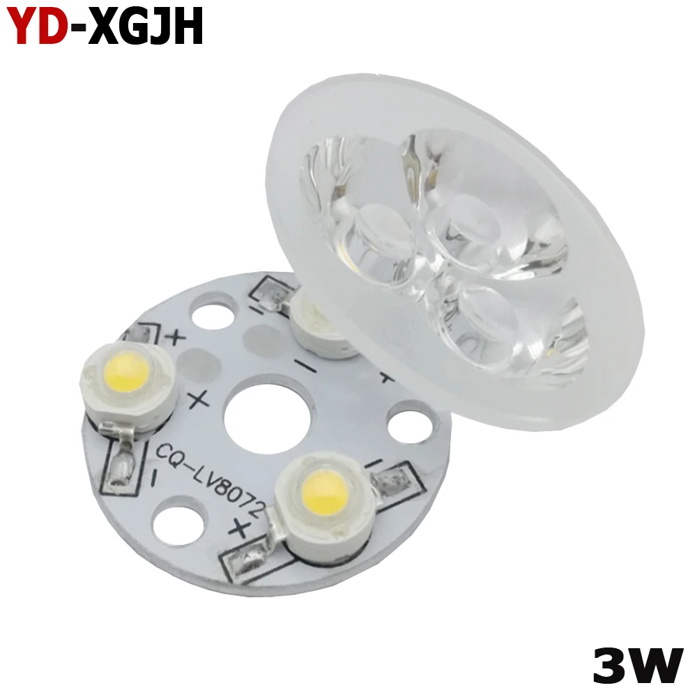 10PCS 3W 32nm high power LED PCB lens with 1W chips installed Aluminum ...