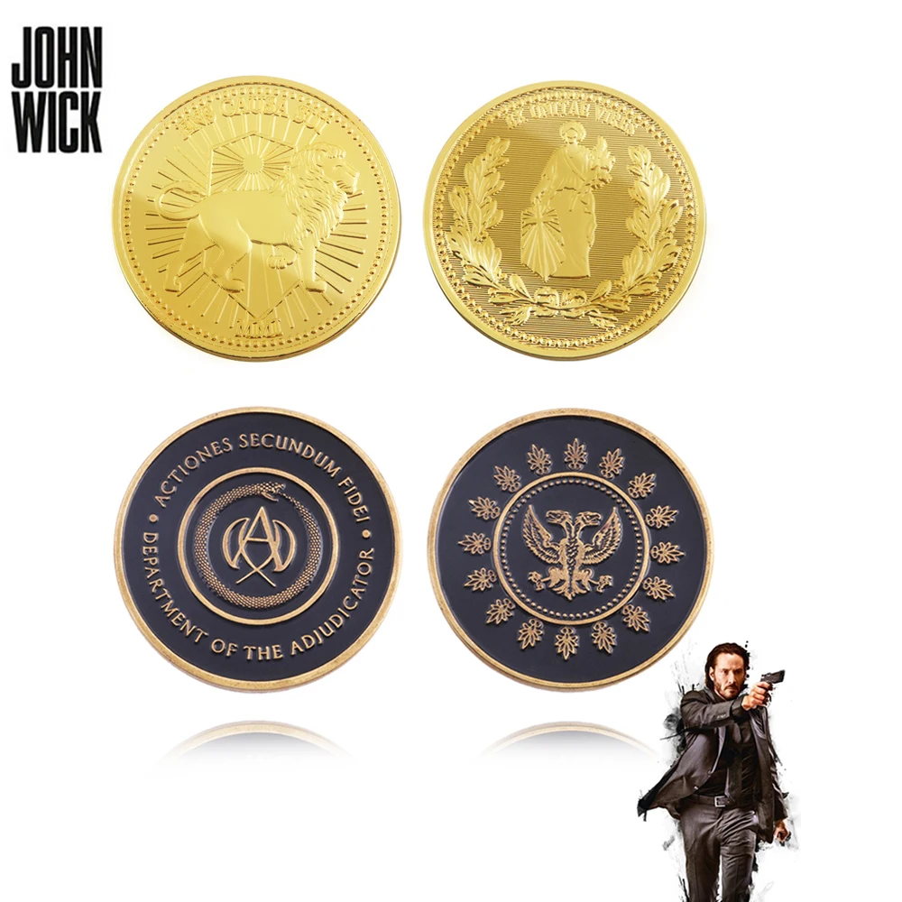 Movie-John-Wick-4-Coin-Gold-Adjudicator-Coin-Keychain-Retro-Pattern ...