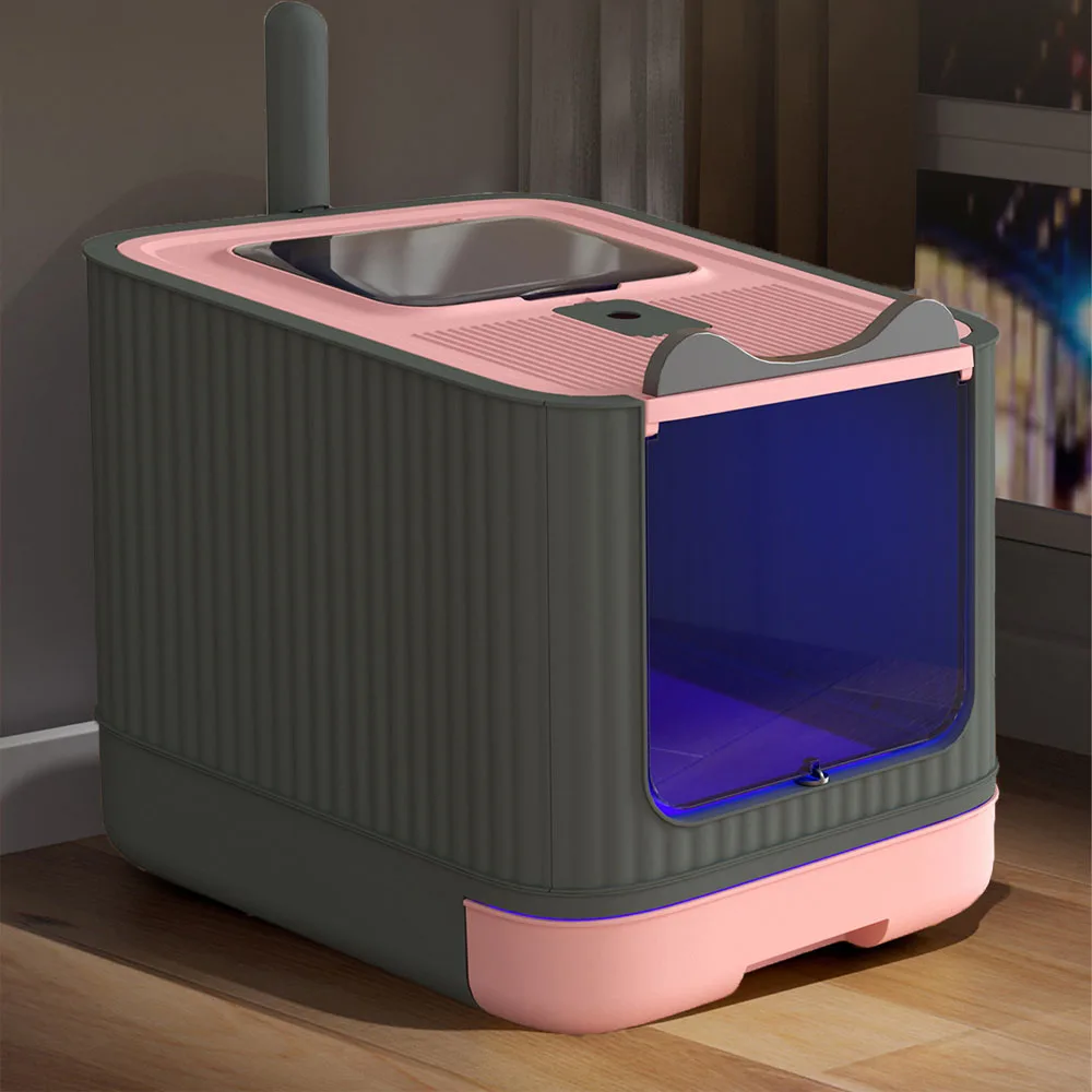 Fully-enclosed-litter-box-with-lid-Top-exit-drawer-pet-litter-box-with ...