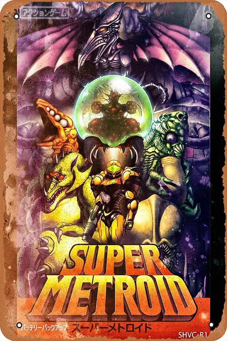 shvieiart-Wall-Decor-Sign-Super-Metroid-Poster-8X12-Inch-Vintage-Look ...