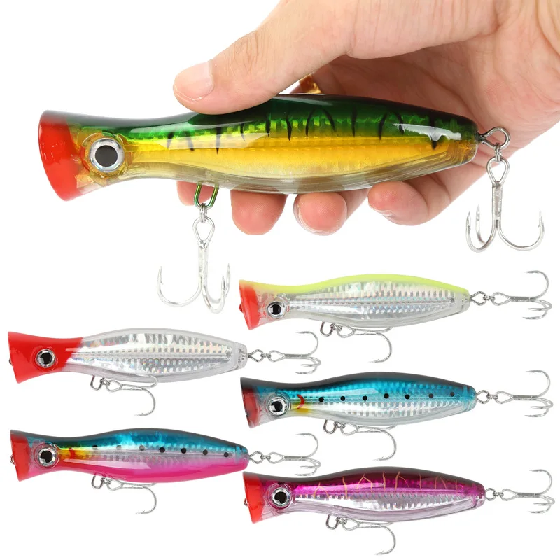 2 Pieces 12cm 43g Popper fishing lure top water poper hardbait for sea ...