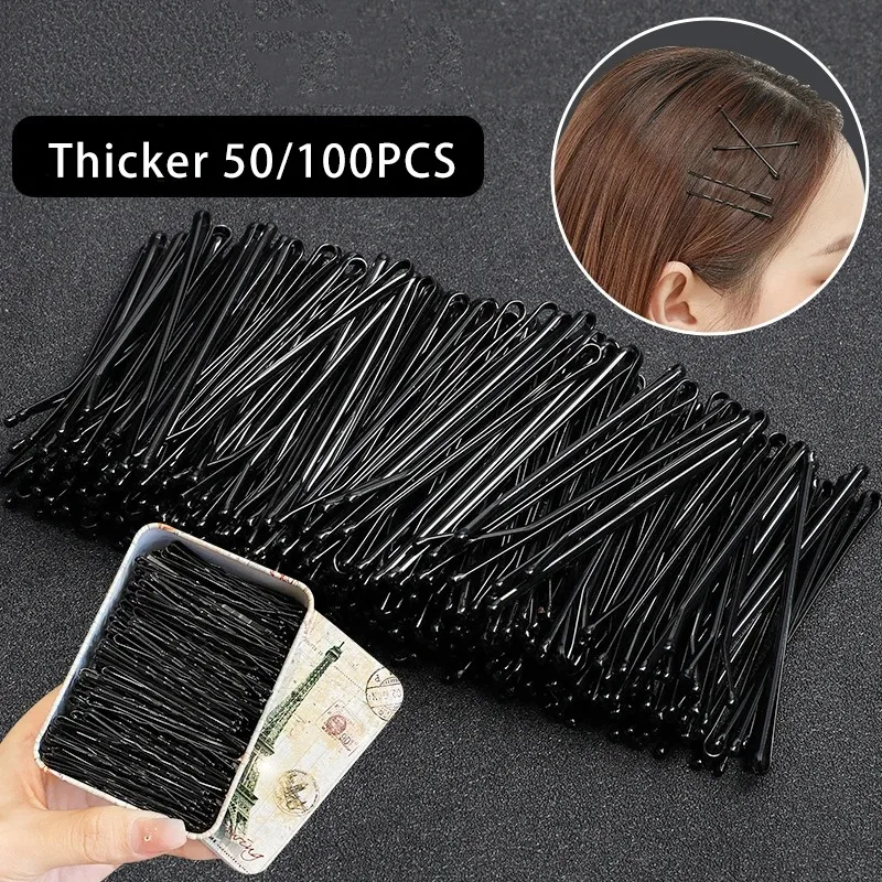 50-100pcs-Black-Hair-Invisible-Clips-Black-Bobby-Pins-For-Girls-Women ...