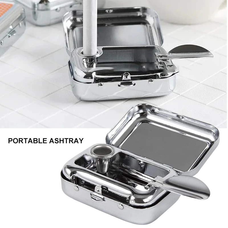 New Mini Portable Metal Cigarette Ashtray Fashionable Lockable Lid ...