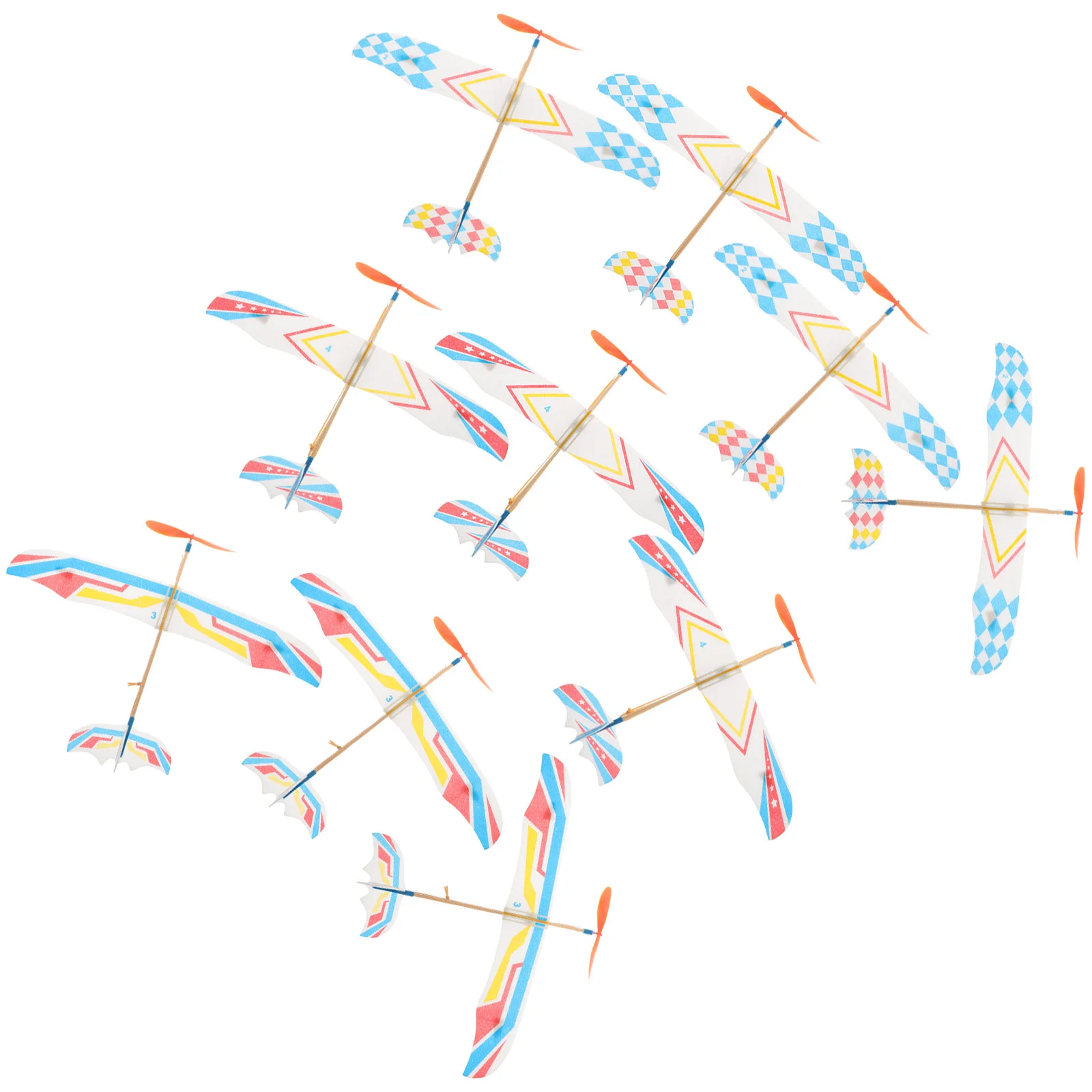 10-Pcs-Kids-Airplane-Model-Biplane-Aircraft-Glider-Rubber-Powered-Paper ...