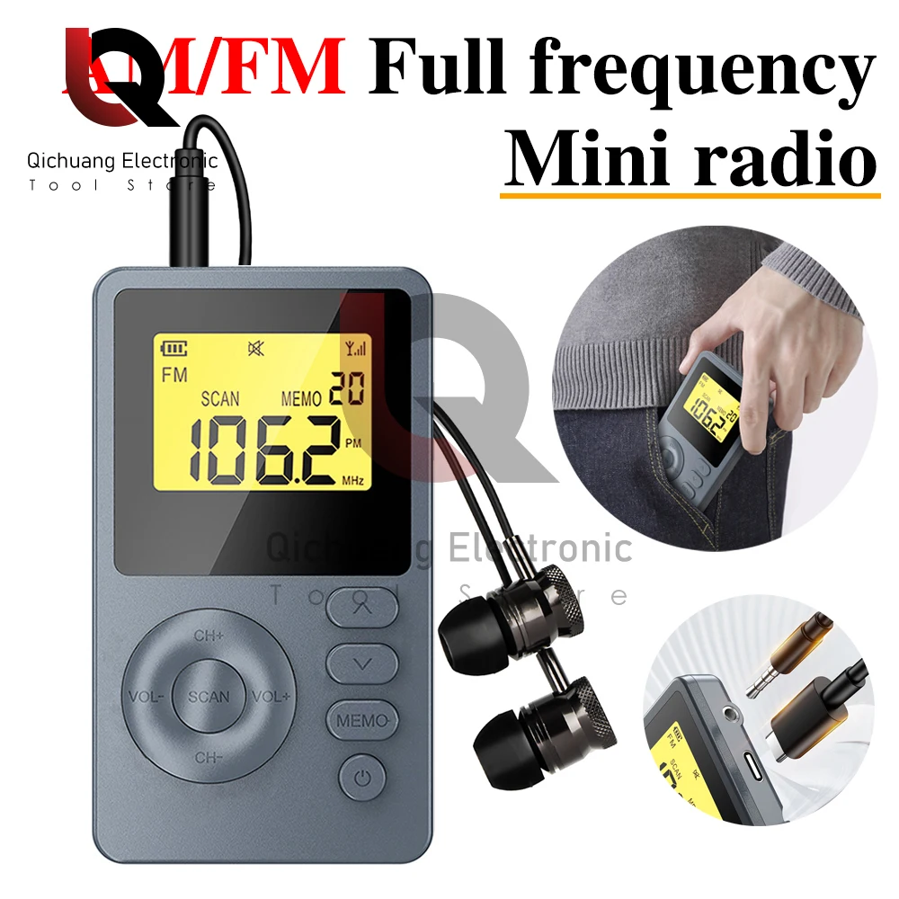 5-in-1-Radio-Mini-Pocket-Radio-Receiver-Portable-Radios-Full-Band-AM-FM ...