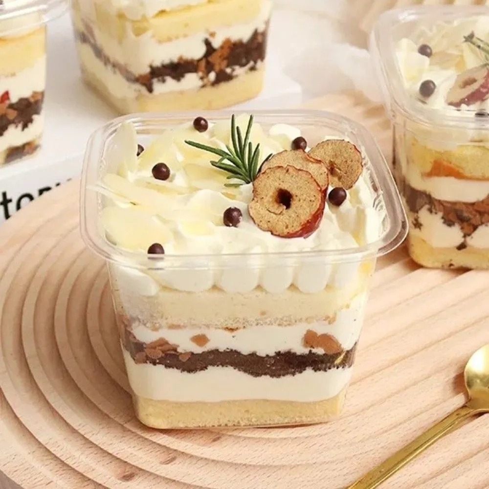 50Pcs Disposable Mousse Dessert Box With Lid Cake Container ...