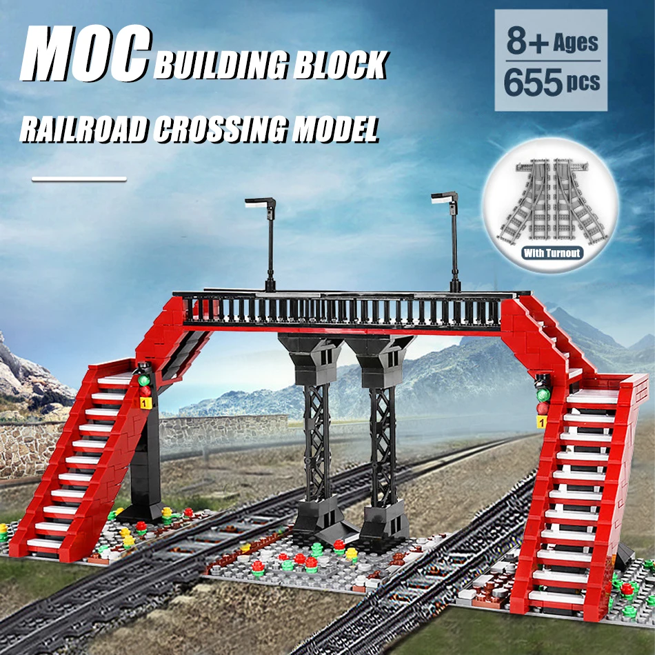 MOC-Technical-Railroad-Crossing-Building-Block-Sets-with-Turnout-Track ...