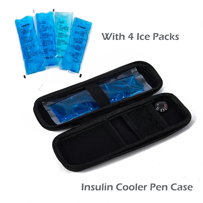 Insulin Cooler Bag Medicine Cooler Box With 4 Ice Packs Portable ...