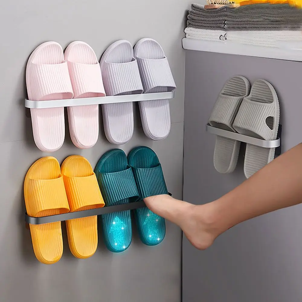 Wall-Mounted-Space-Saving-High-Heels-Bathroom-Slippers-Rack-Shoe ...