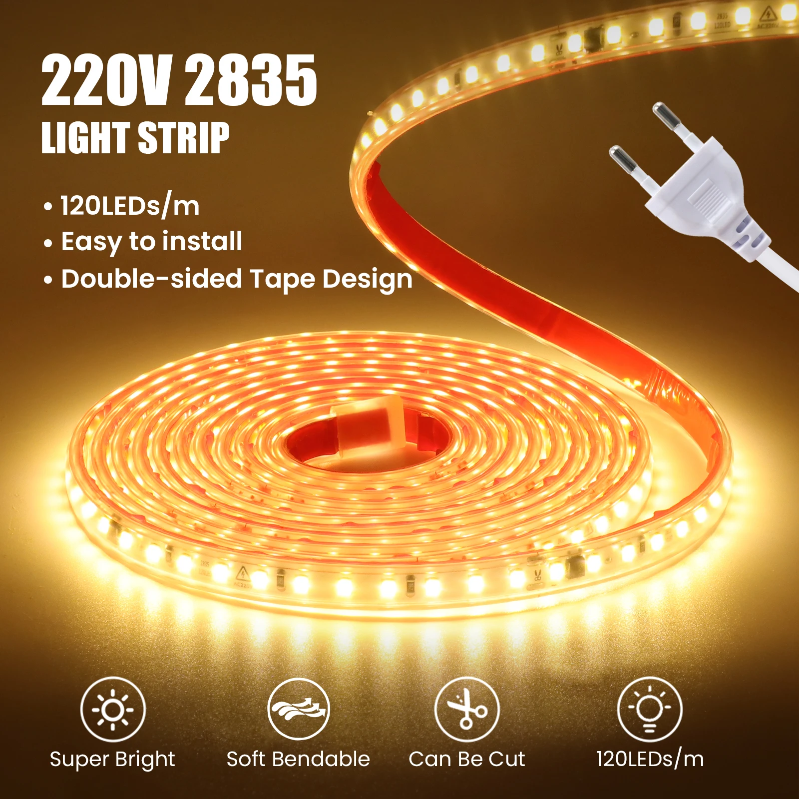 Imperme-vel-autoadesivo-LED-Strip-fita-flex-vel-Cadeia-de-Luz-Faixa ...