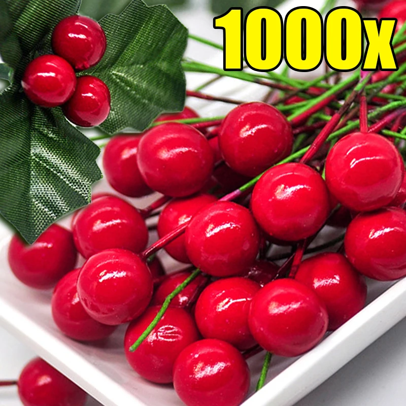 Mini Artificial Berries Red Fake Berry Stamen Beads for DIY Wreath ...