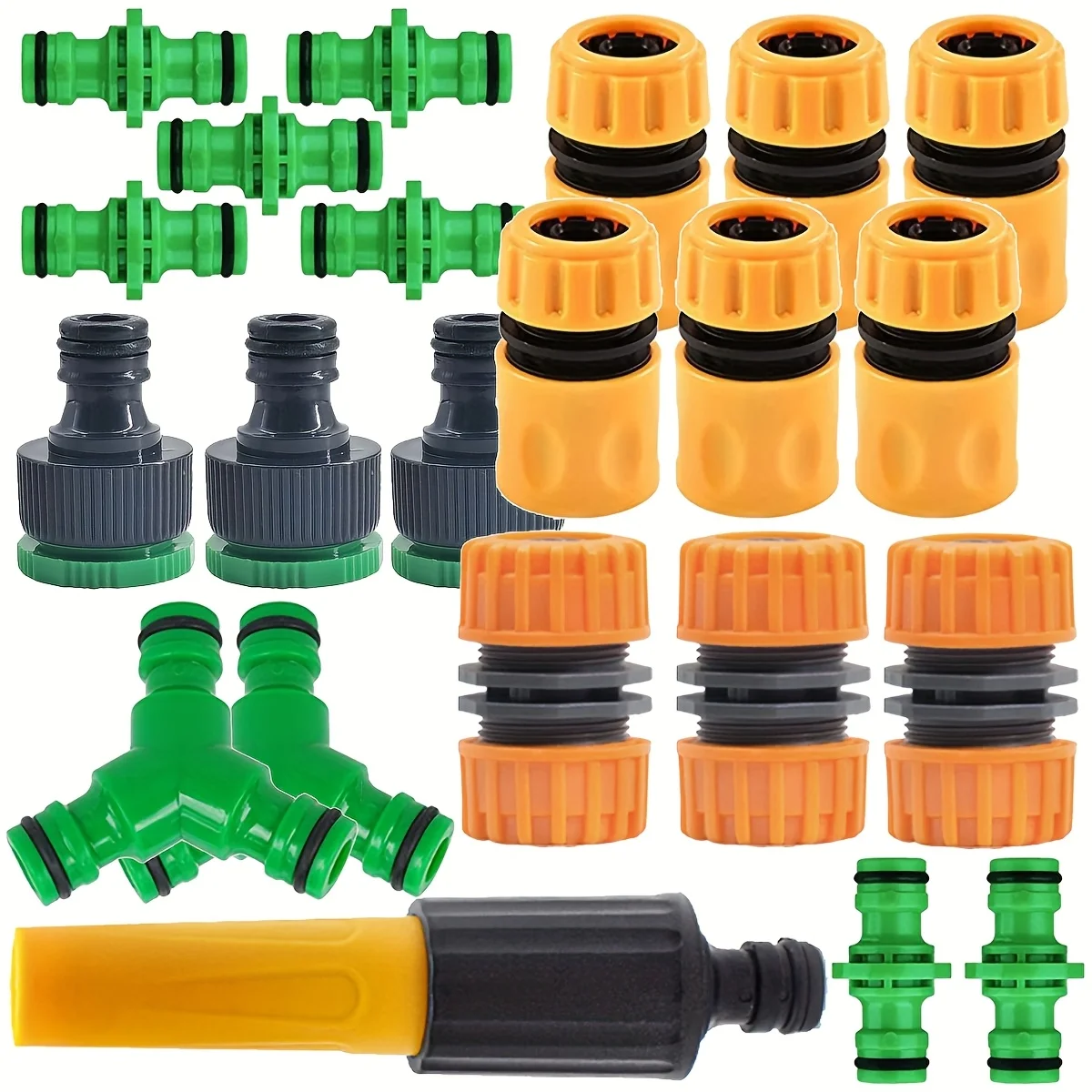 15pcs 1/ 2inch Quick Connect Hose Set with Water Gun Nozzle, Garden and ...