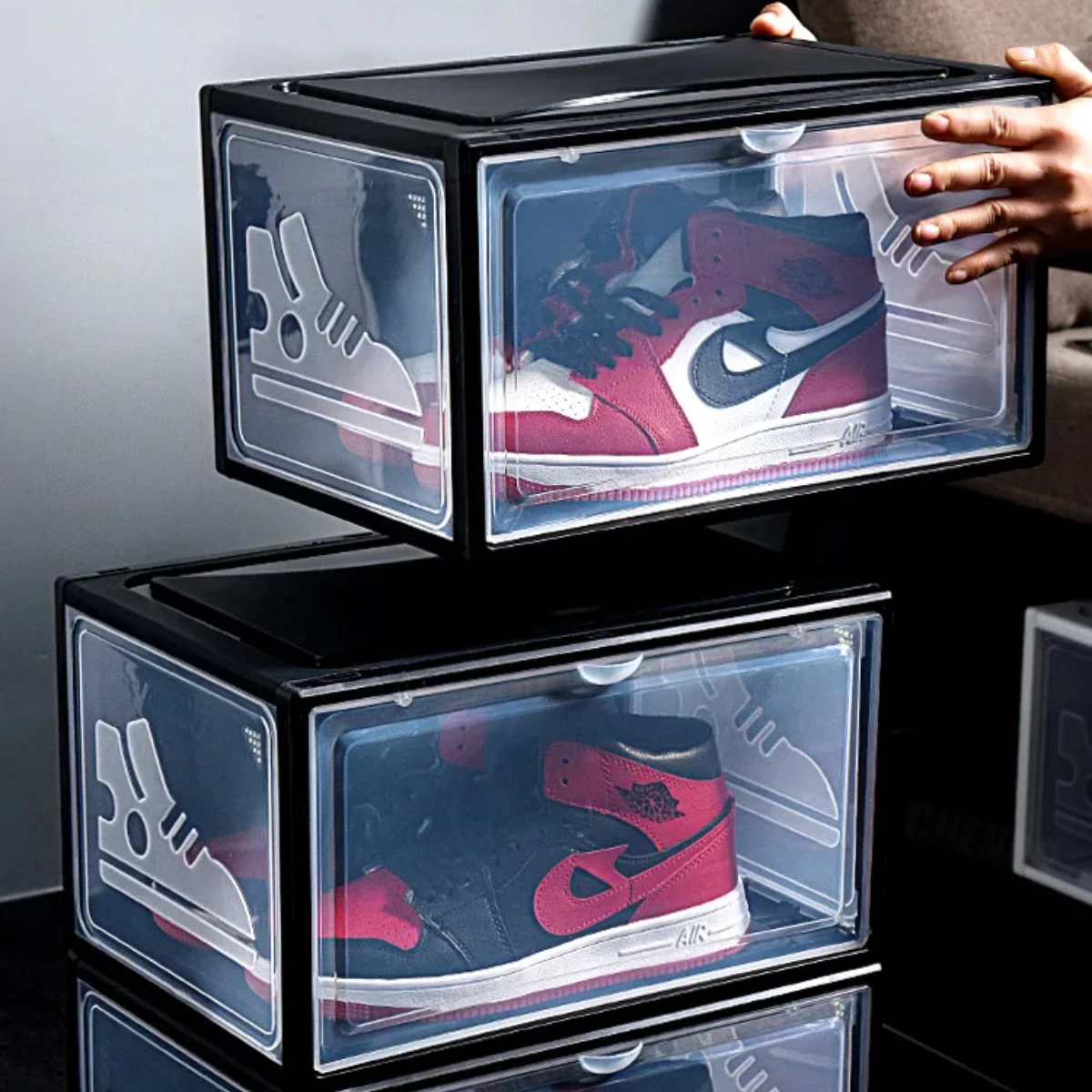 Magnetic-Side-Opening-Shoe-Cabinet-AJ-Sports-Shoe-Box-Shoes-Stackable ...