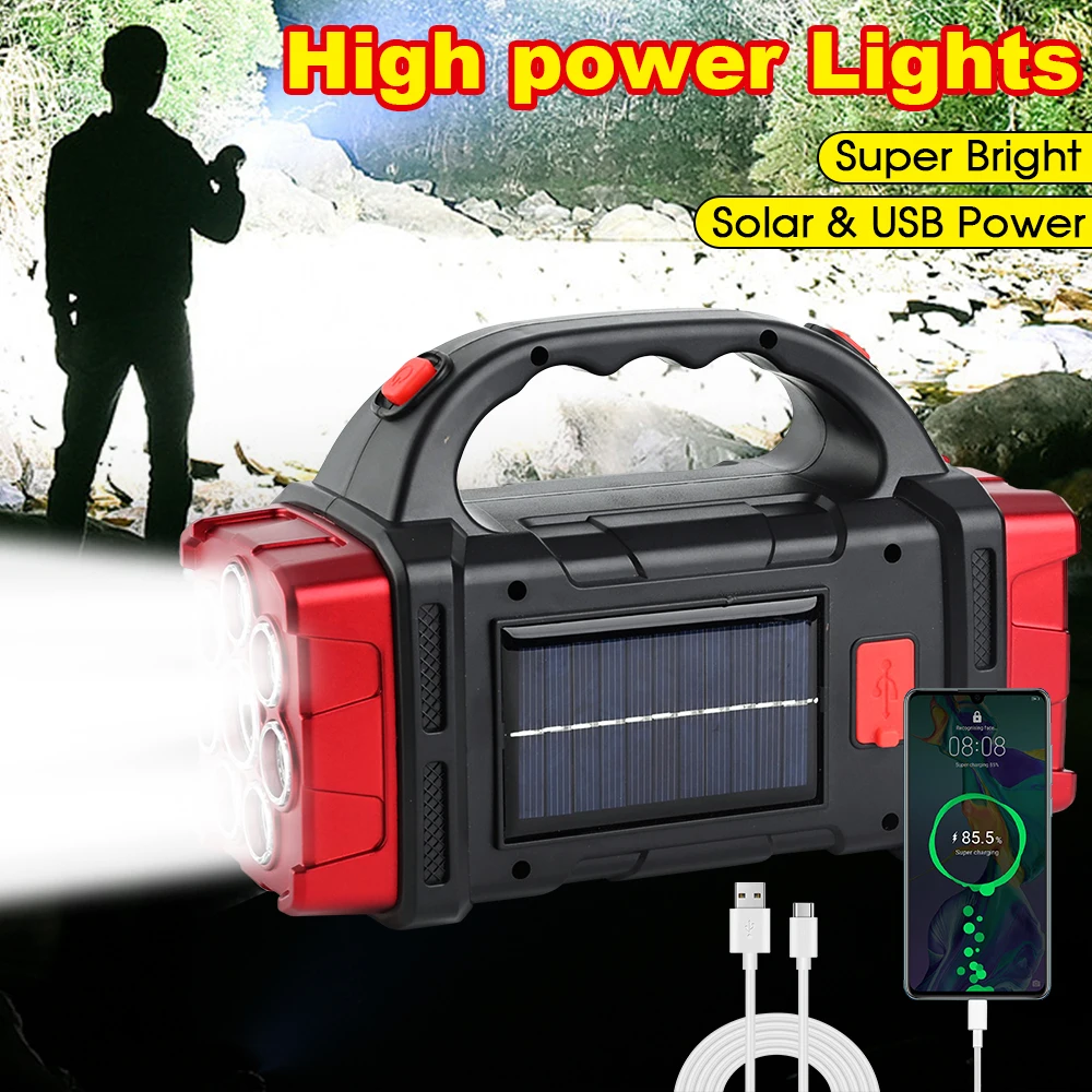Super-Bright-Solar-LED-Flashlight-With-COB-Work-Lights-Portable ...