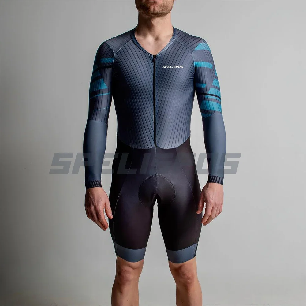SPELISPOS-Men-Cycling-Triathlon-Skinsuit-Aero-Cycling-Jersey-Set-Long-Sleeve-One-Piece-Bicycle ...
