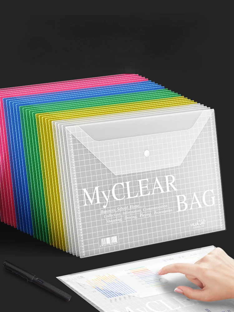 10pcs File Bag Transparent Plastic A4 Documents Filing Storage Bag ...