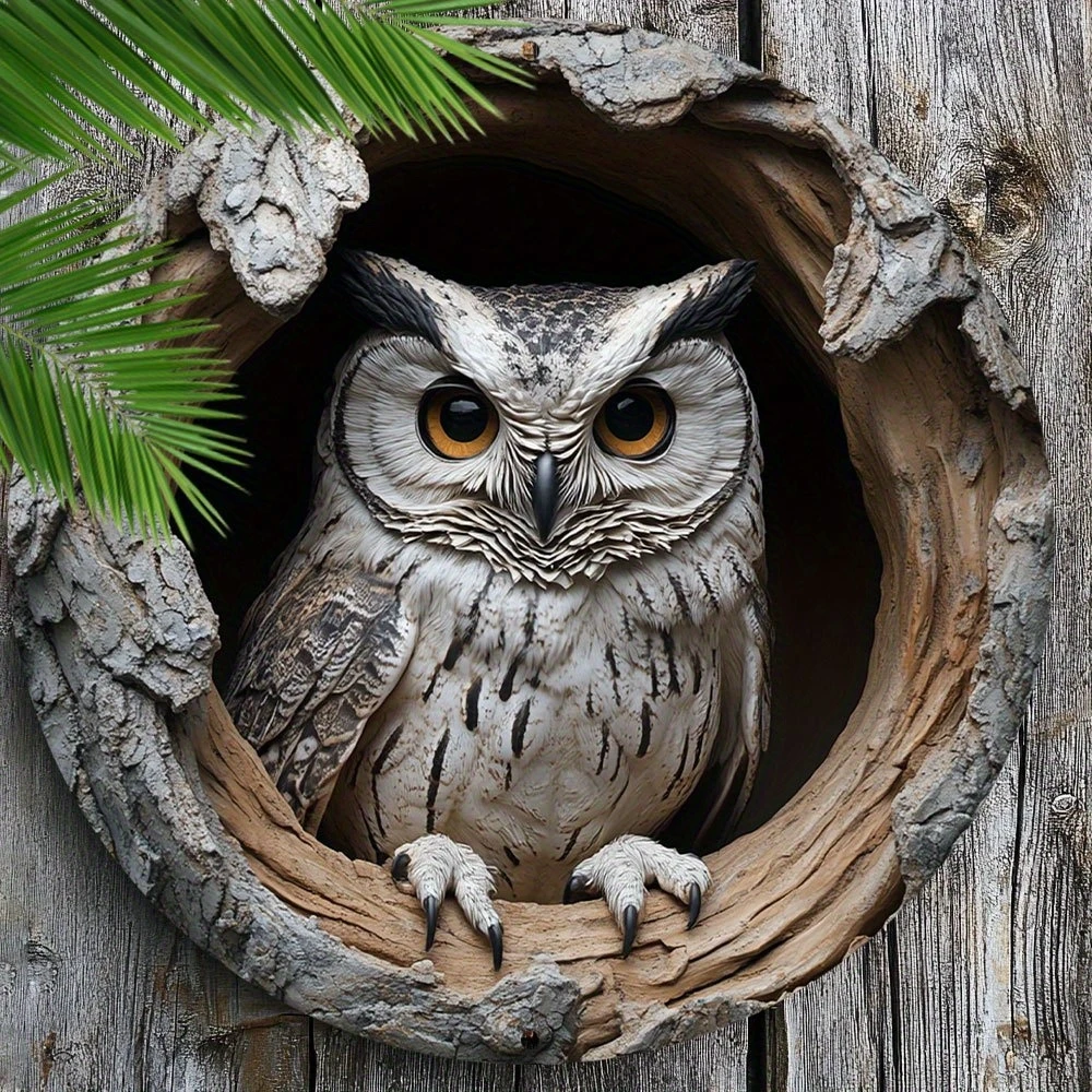 Contemporary Owl Wall Theme Round Wooden Home Kitchen Garden Club ...