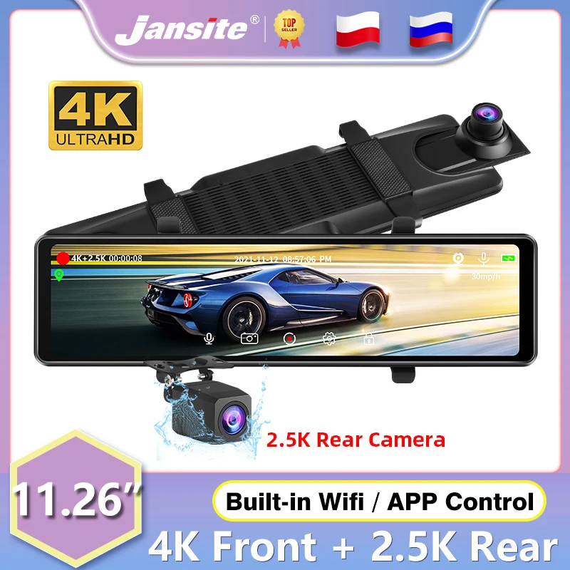Jansite 11.26" Car Dvr 4k Dashcam Touch Screen Time-lapse Video ...