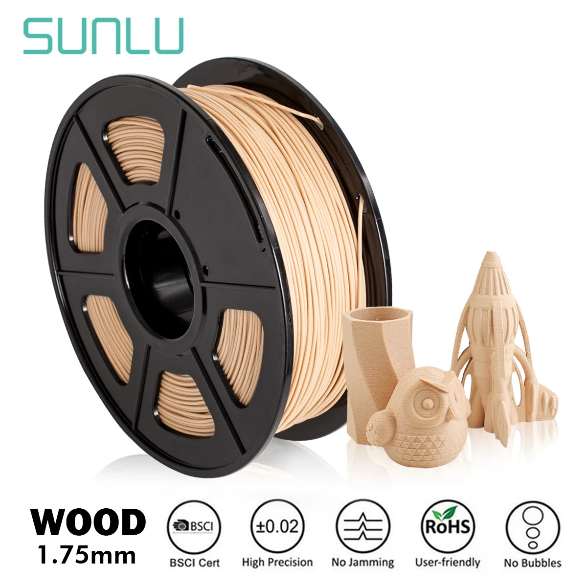 Sunlu Wood 3d Filament 1.75mm 1kg/2.2lbs Real Wood Texture Effect Made ...
