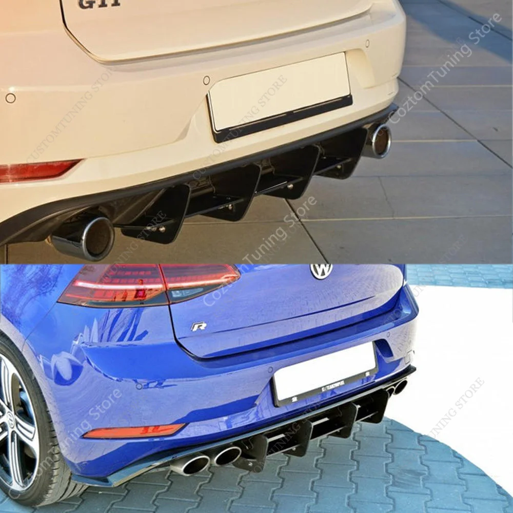 Maxton-Style-4-Fins-Rear-Splitter-Diffuser-For-VW-Golf-MK7-5-7GTI-R ...