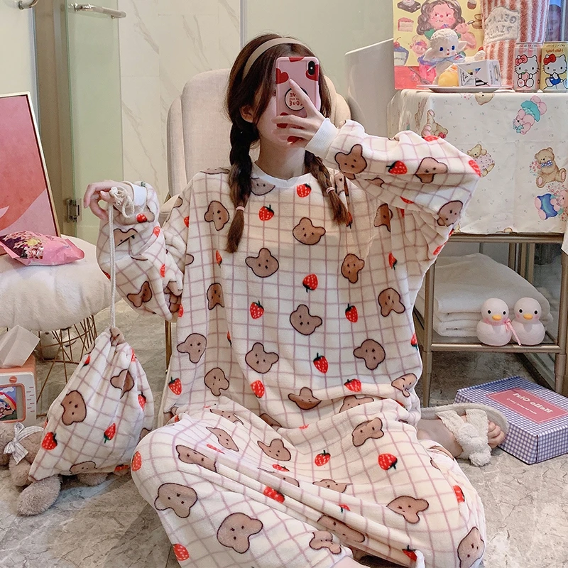 Coral-Fleece-Nightdress-Women-Autumn-and-Winter-Thickened-Flannel-Loose ...