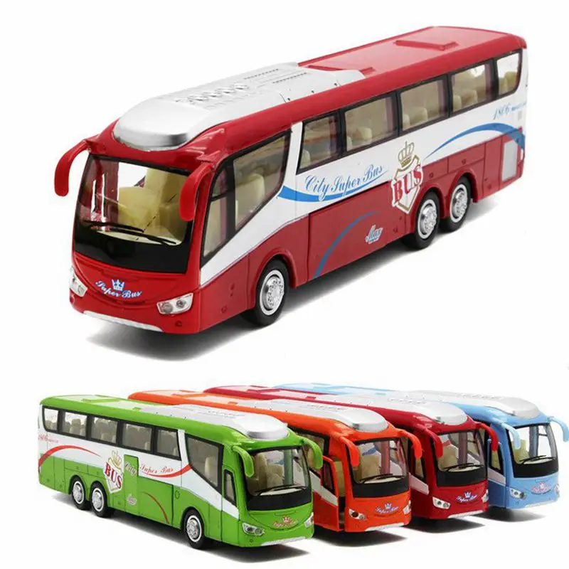 1:32 Scale Coach Bus Sightseeing Toy Car Diecast Model Pull Back Doors ...