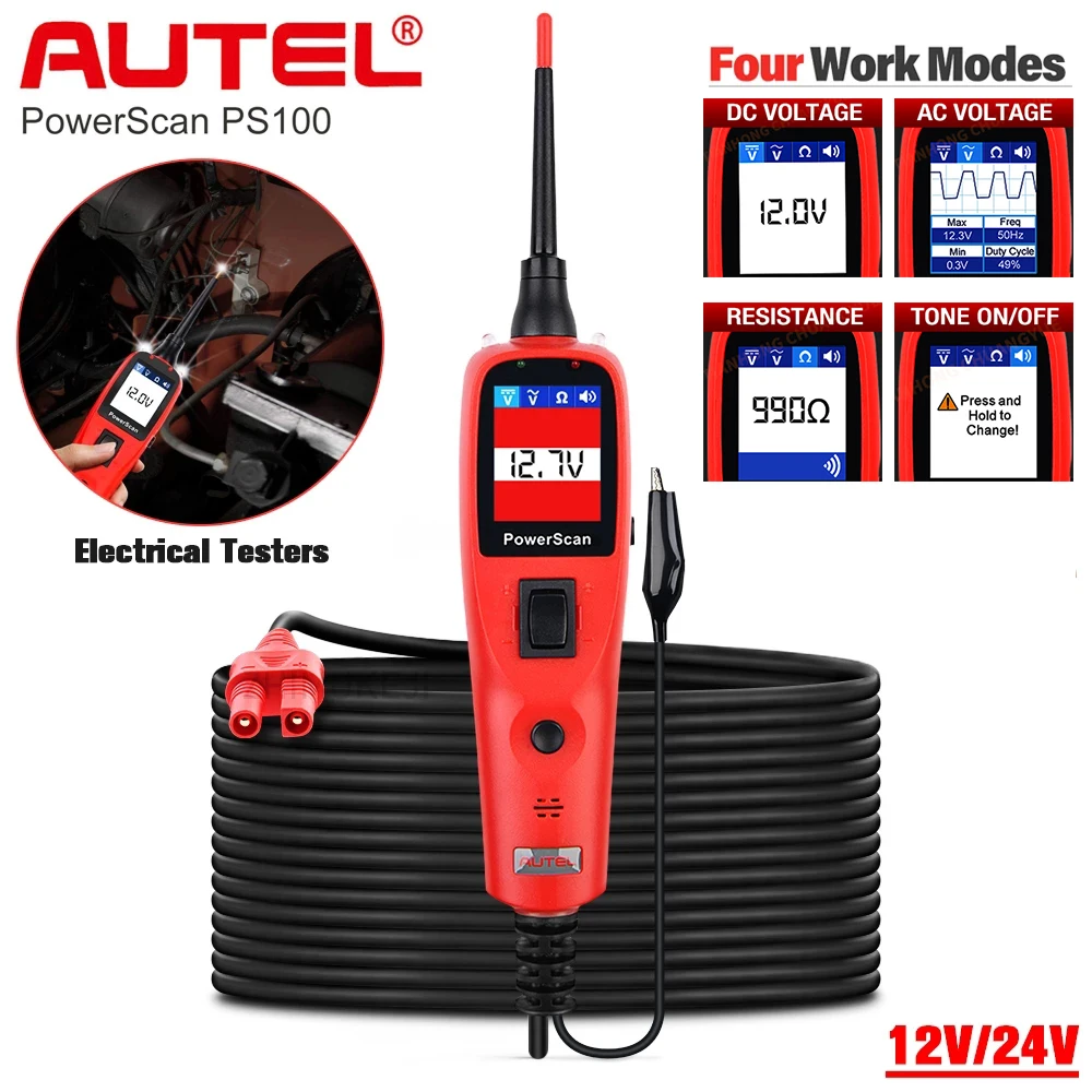 Autel-Powerscan-PS100-Car-Diagnostic-Auto-Scanner-12V-24V-Circuit ...