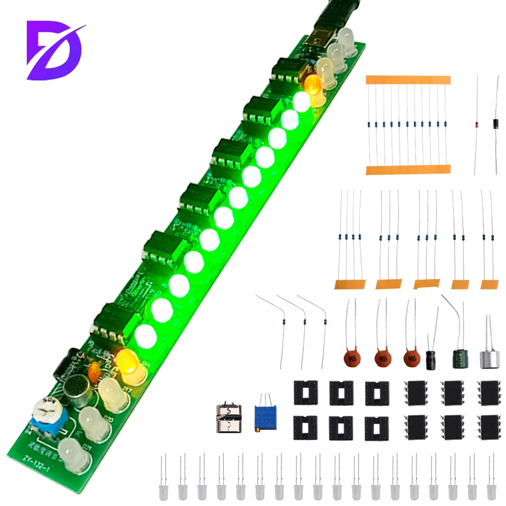 USB-Voice-Activated-Audio-Spectrum-Light-Kit-Led-Car-Volume-Level ...