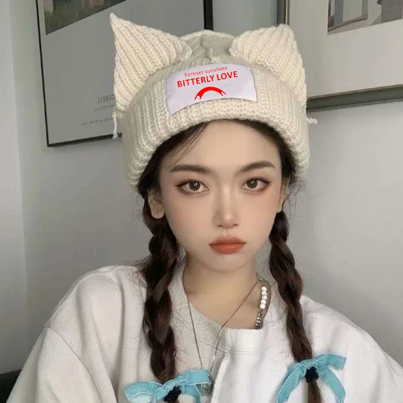 Cute-Fashion-Lover-Hooded-Cap-Cat-Ear-Knit-Hat-Double-layer-Warm-Cat ...