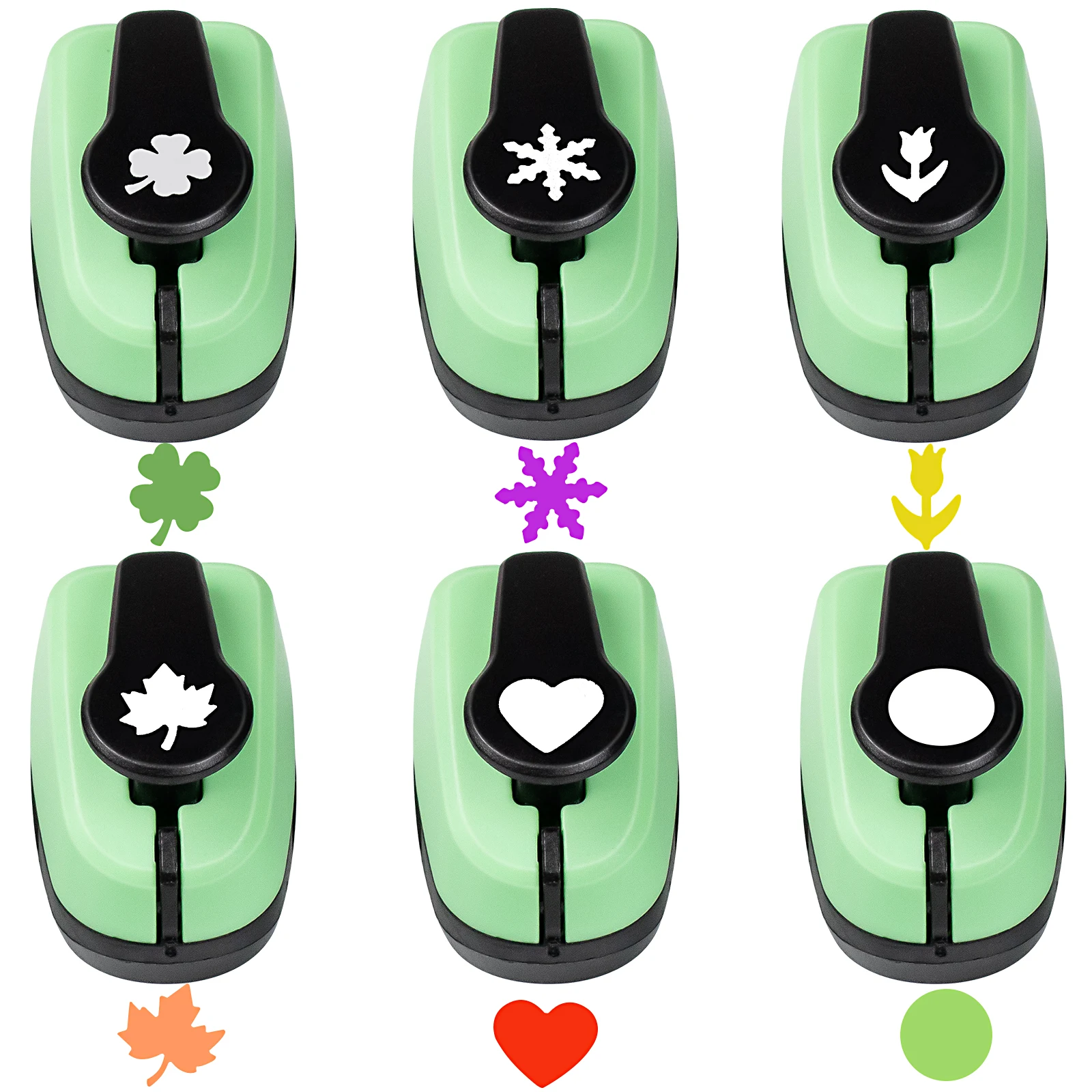 6 pcs Paper cutter for crafts Hole Puncher Tool Set Circle Heart Flower ...