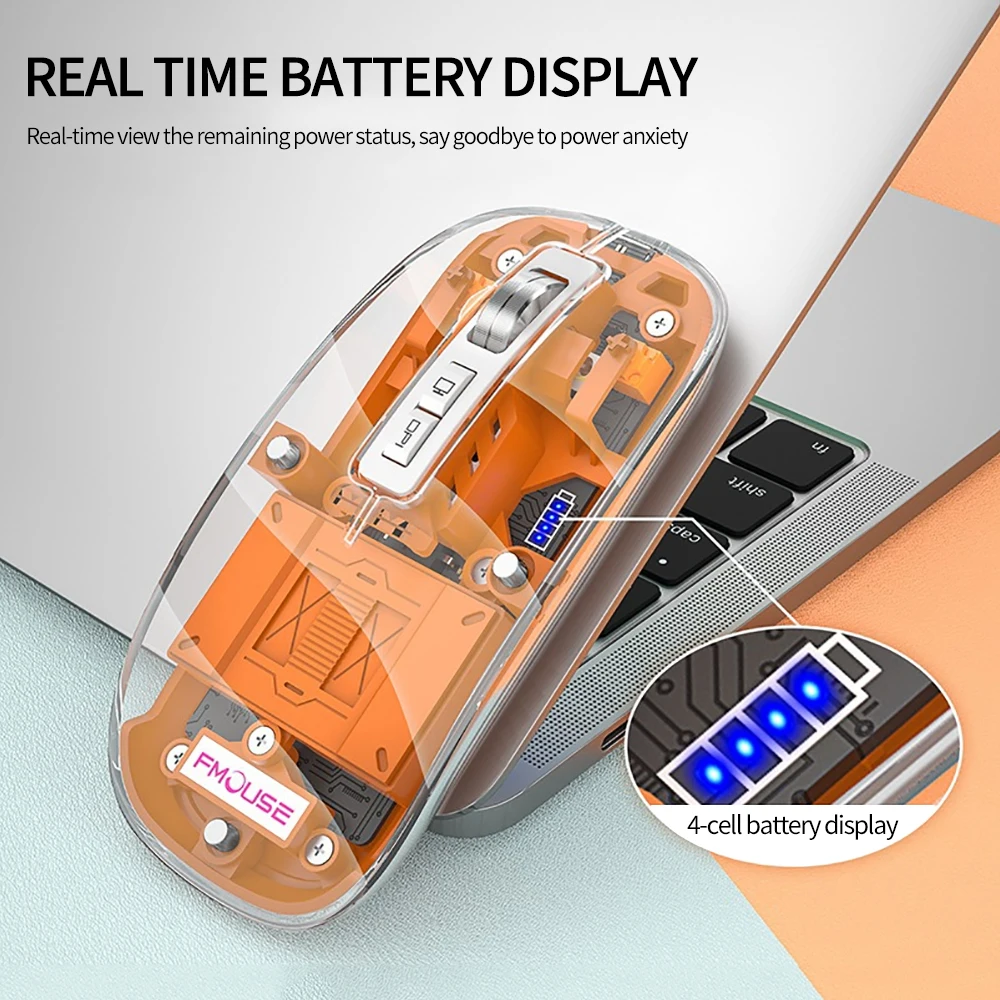 Rechargeable-Portable-wireless-mouse-Transparent-shell-Bluetooth-Mouse ...