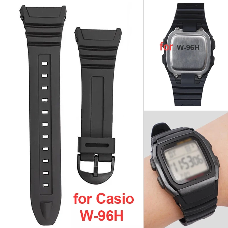 Rubber-Bracelet-for-Casio-W-96H-Soft-Silicone-Replacement-Strap-for ...