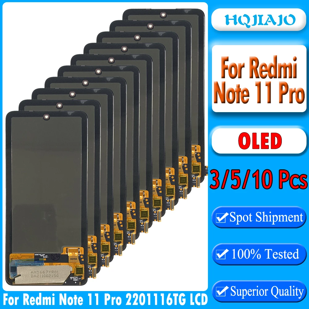 3-5-10PCS-OLED-For-Xiaomi-Redmi-Note-11-Pro-LCD-2201116TG-Display-Touch ...