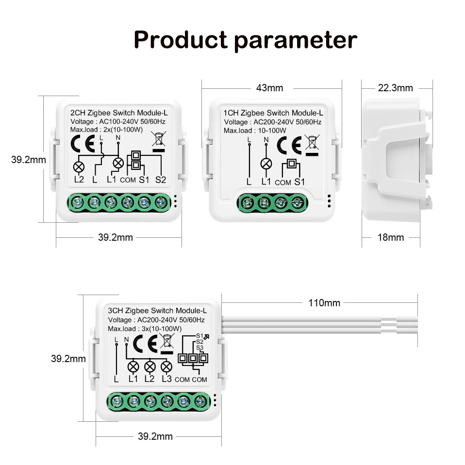 3 pièces-Commutateur ZigBee 2CH-L-Tuya Smart Zigequation 3.0 Switch ...