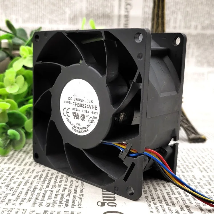 New original FFB0824VHE 8038 24V 0.36A inverter cooling fan ball 4 wire PWM temperature control ...
