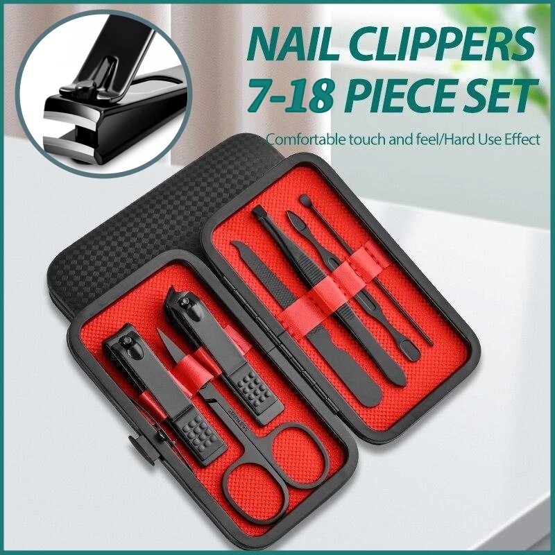 7-18PCS-Nail-Clipper-Set-Stainless-Steel-Manicure-Cutter-Trimmer-Ear ...