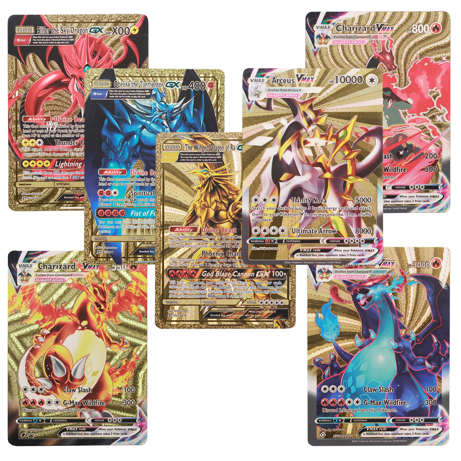 Golden Rainbow Pokemon Diy Arceus Cards Yugioh Pikachu Cos Luffy ...