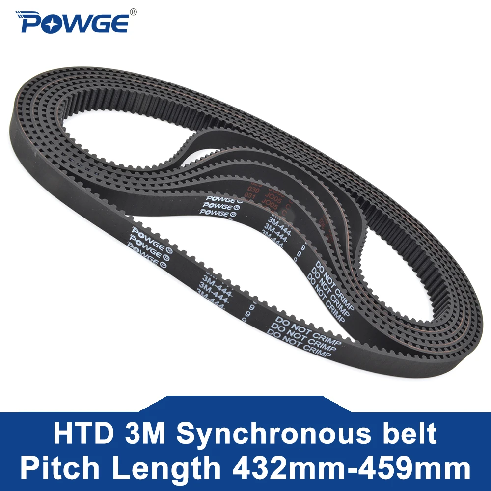 Powge Htd 3m Timing Belt Pitch Length 432/435/438/441/444/447/450/453/456/459mm Width 6-30mm 441 ...